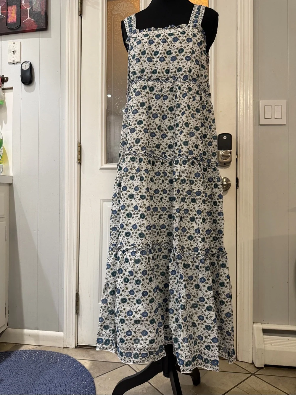 Max Studio | Dresses | Max Studio Blue And White Floral Tiered Maxi ...